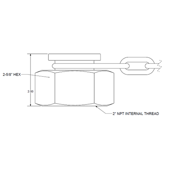 2" NPT Pipe Cap with Chain
